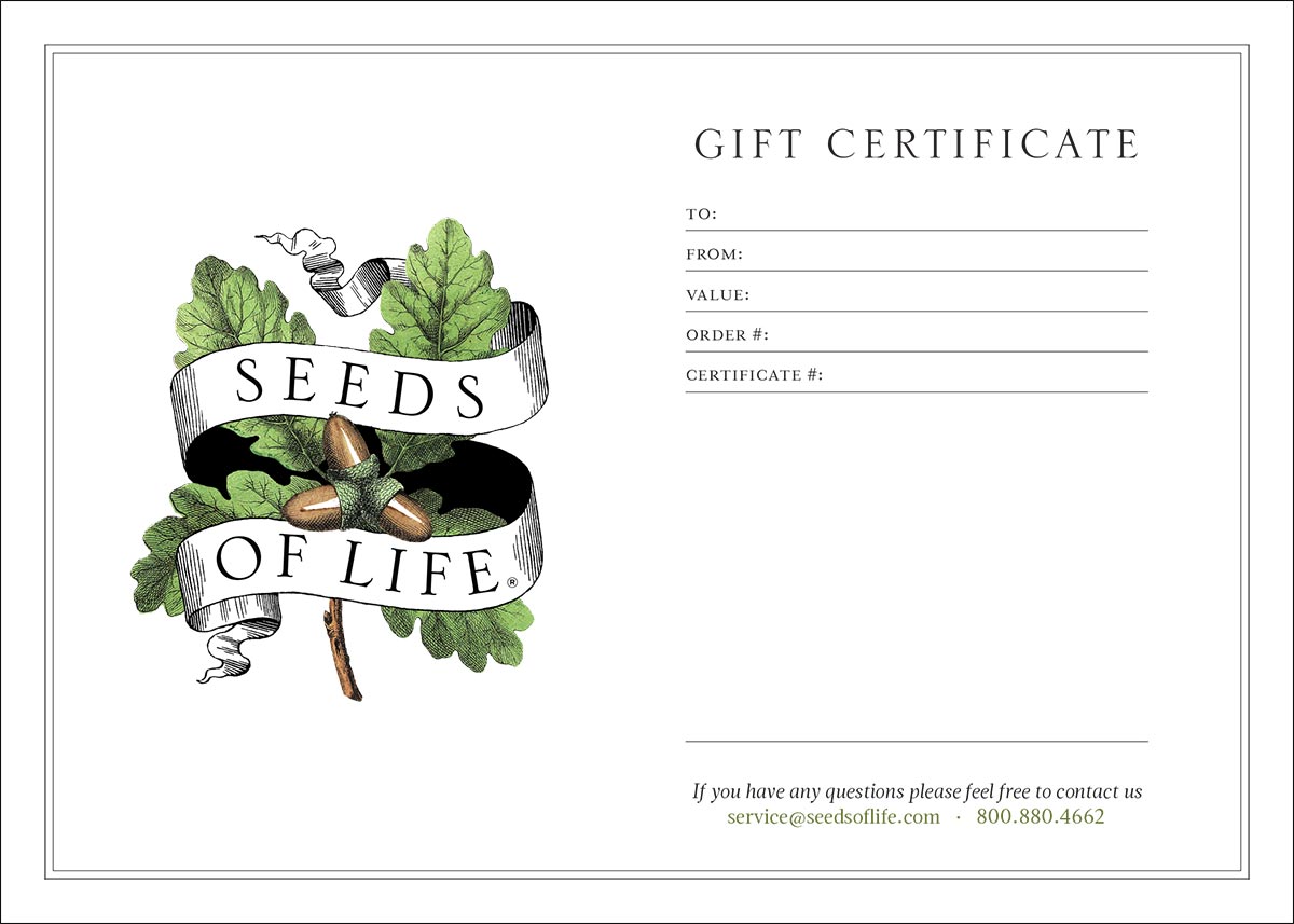 Gift Certificate: Seeds Of Life